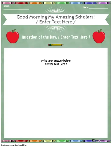 Morning Check In for Students — Morning Messages | StoryboardThat