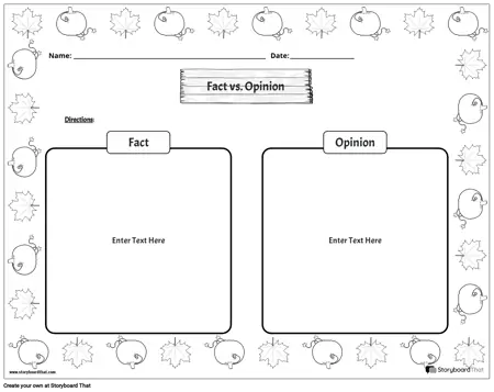 Fact and Opinion Worksheet — Fact vs Opinion | StoryboardThat
