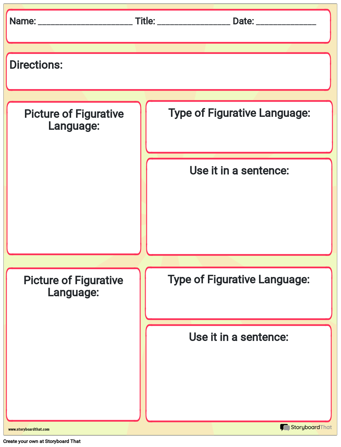FL 9 Color Storyboard Von Worksheet templates