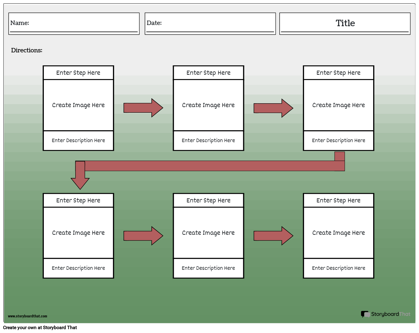 Flow Chart Template Landscape Layout With Arrows
