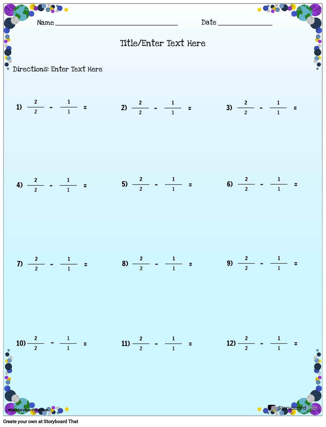 Fractions 2 Storyboard Von Worksheet templates