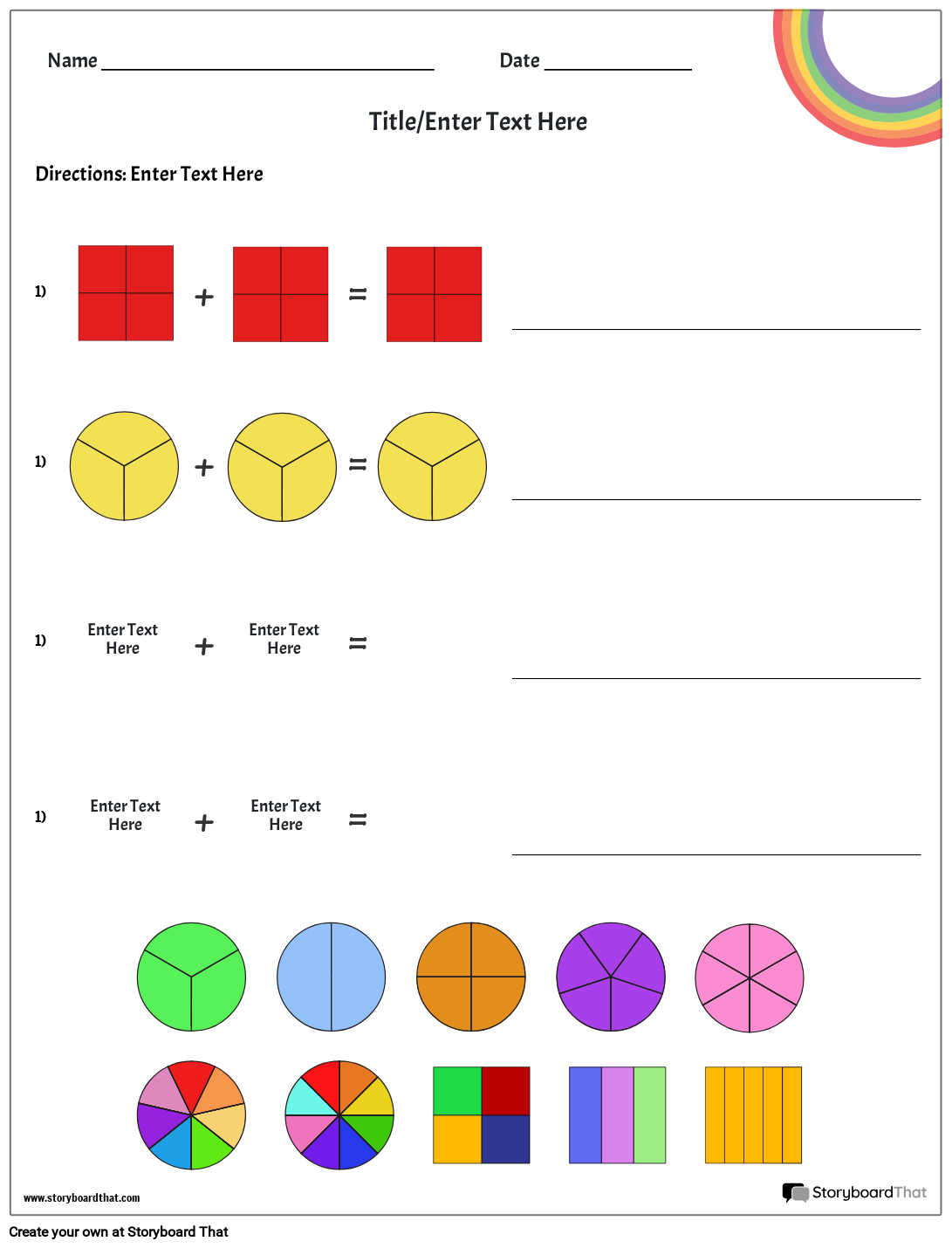 Adding Fractions Worksheet Activity For Students On Storyboard That