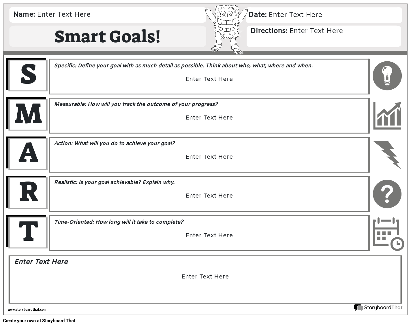 Goal Setting Landscape B W 4 Storyboard Af Worksheet templates