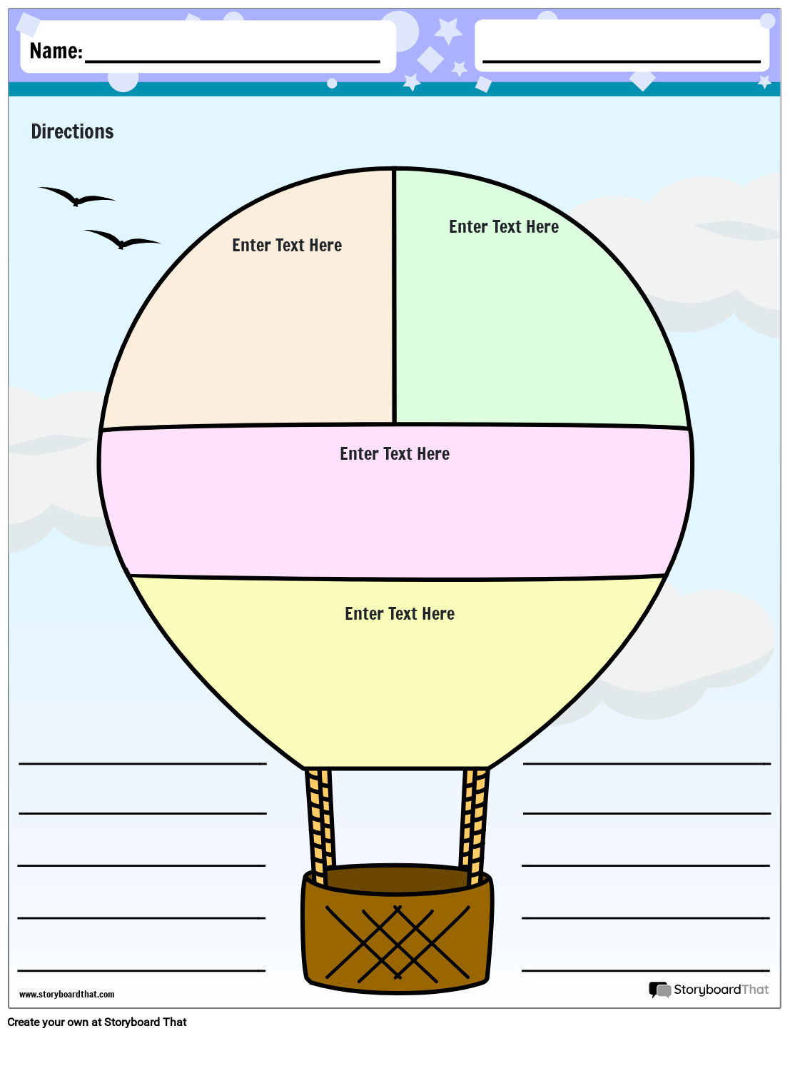 Graphic Organizer Layout With Colored Hot Air Balloon Graphic Organizer Layout With Colored Hot Air Balloon
