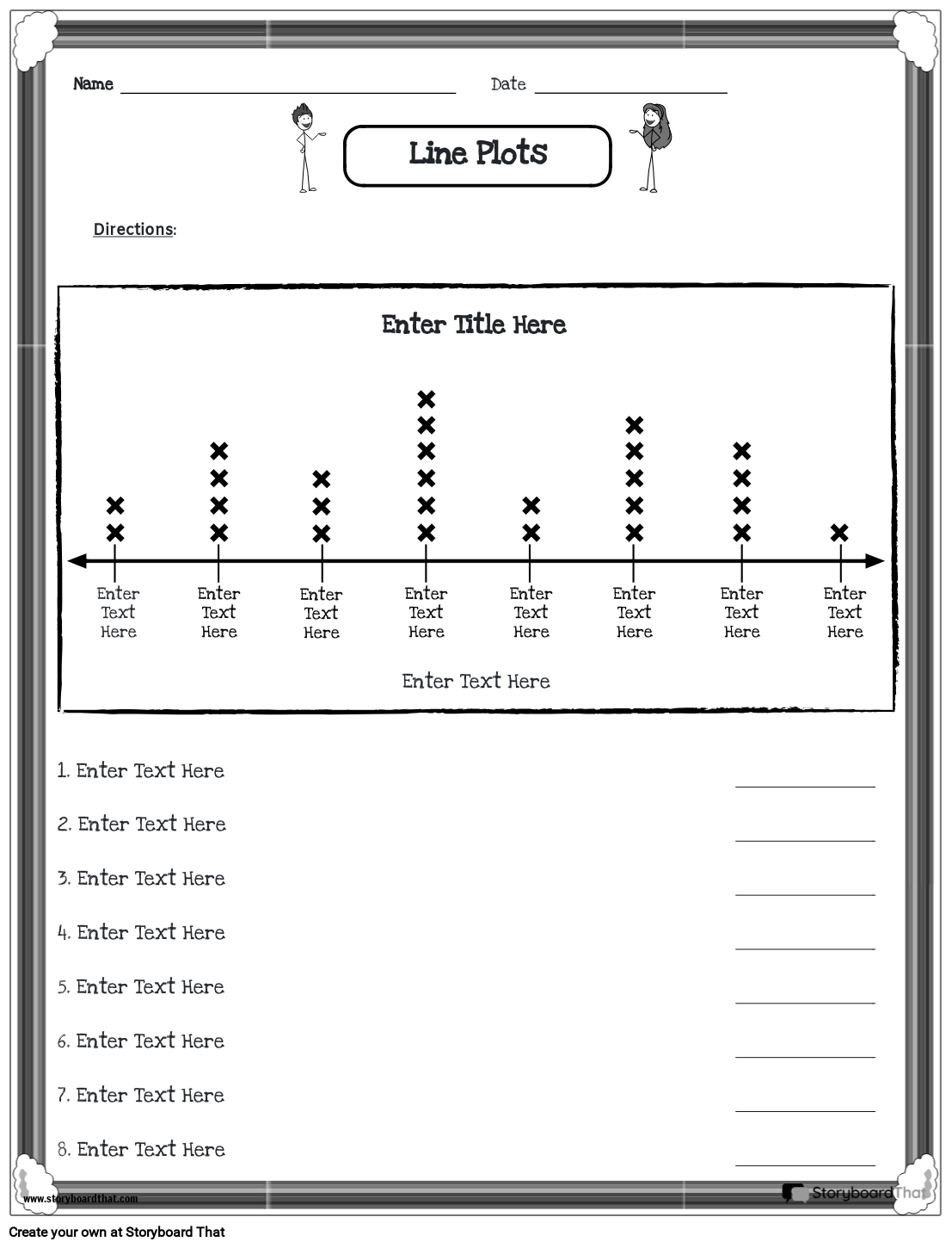 Line Plot Portrait BW 1 Storyboard Por Worksheet templates
