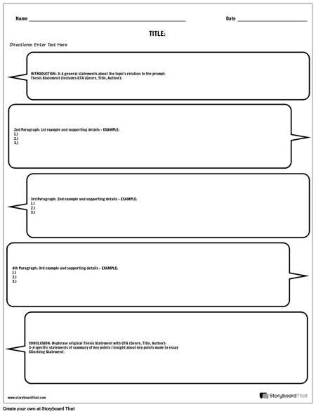 5 Paragraph Essay Template | Long Composition Template