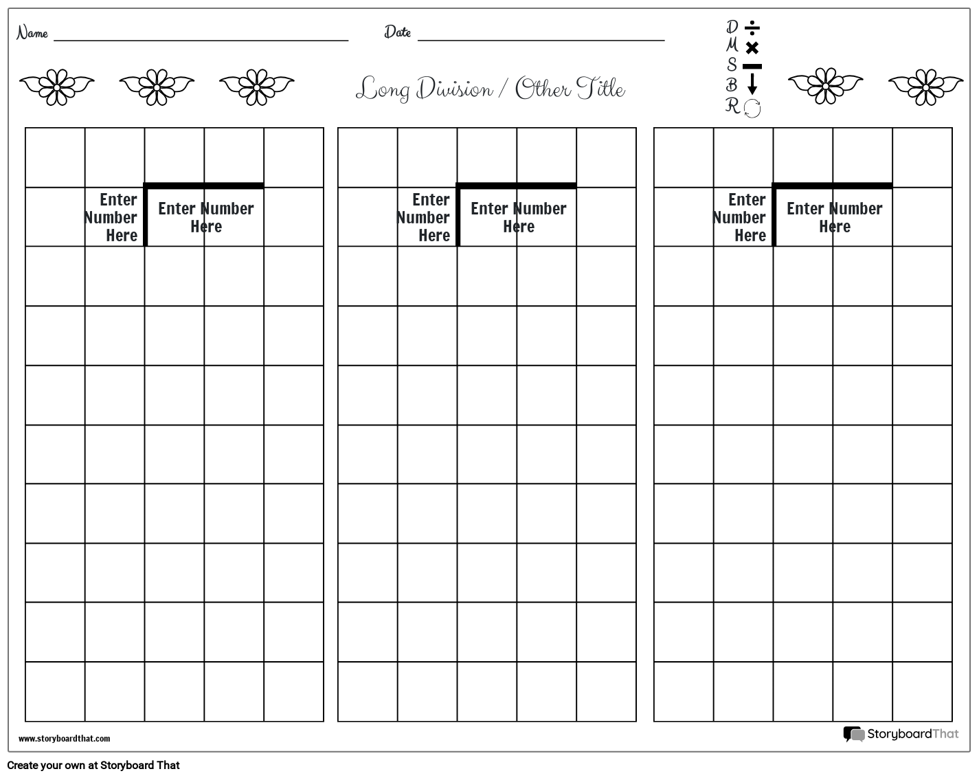 Long Division 8 Storyboard Por Worksheet templates