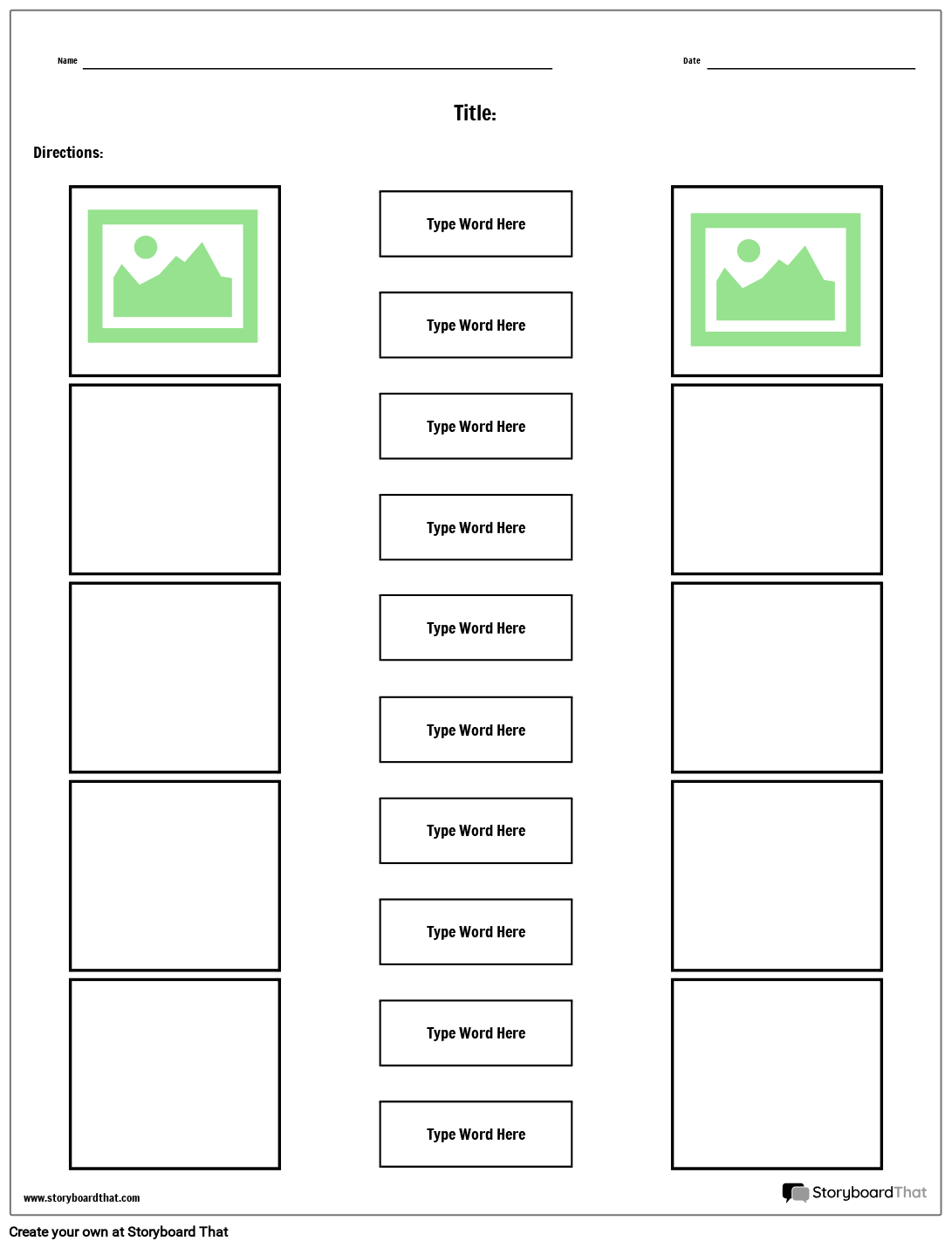 Matching Worksheet Template Create Matching Quiz StoryboardThat