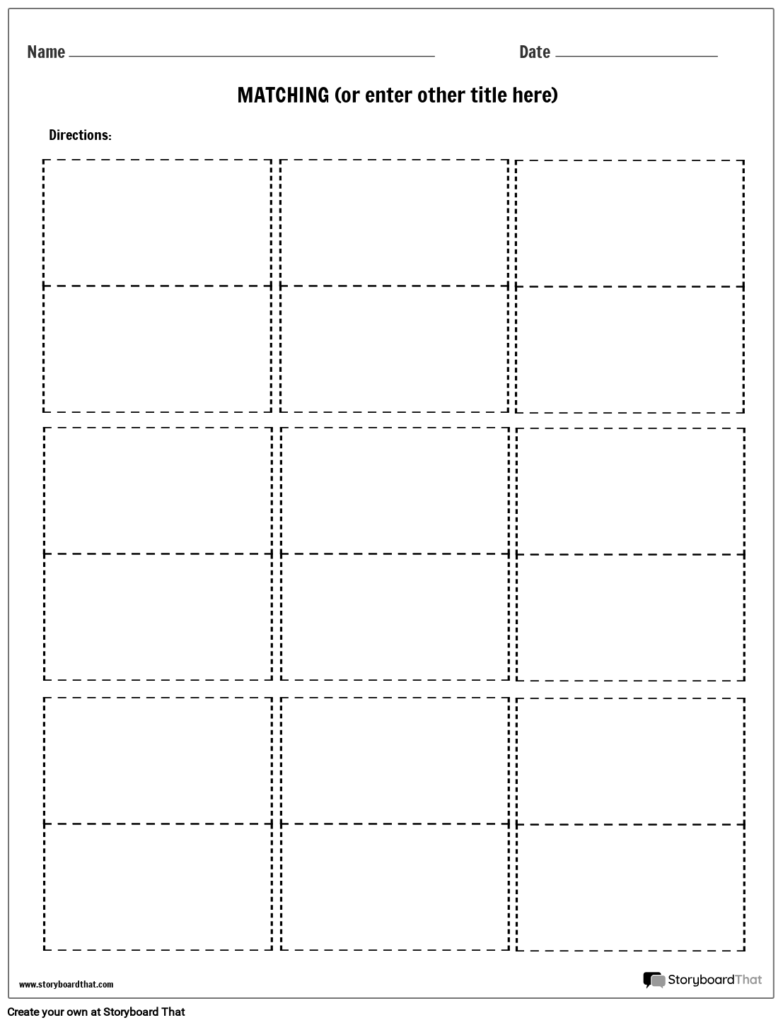 Matching Worksheet Template Create Matching Quiz StoryboardThat