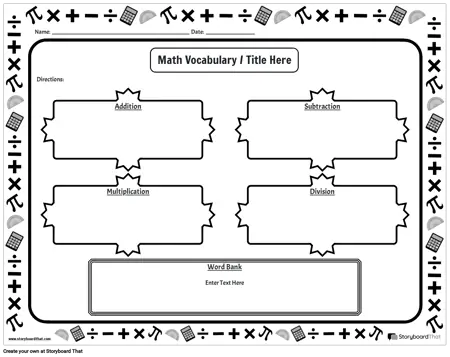 Math Vocabulary Worksheets — Create Math Worksheets | StoryboardThat