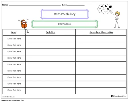 Math Vocabulary Worksheets — Create Math Worksheets | StoryboardThat