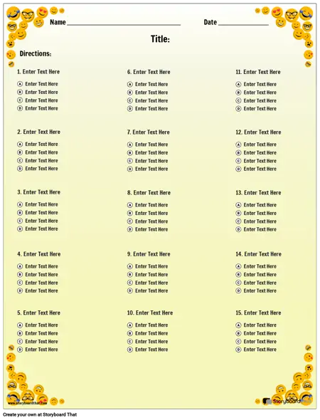 Multiple Choice Test Template — Multiple Choice Test Maker | StoryboardThat