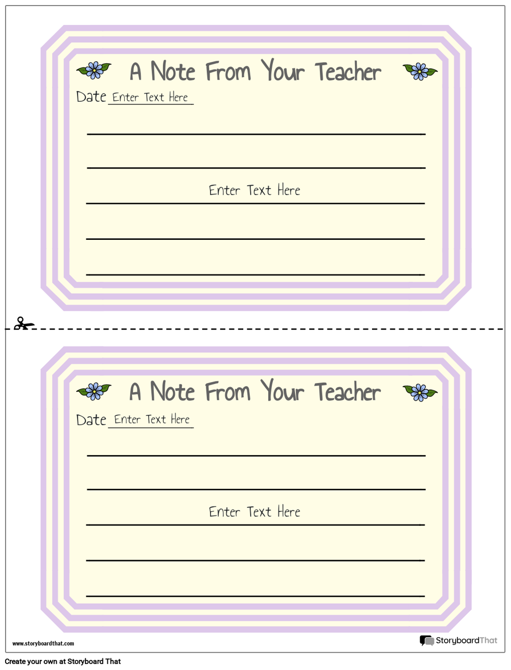 Purple Flowers Themed Parent / Teacher Notes Template