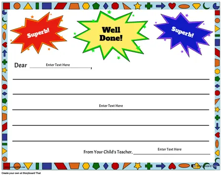 Parent Teacher Notes Templates | StoryboardThat