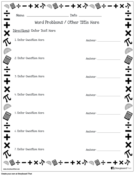 Problem Solving Worksheet Templates | Customize on Storyboard That