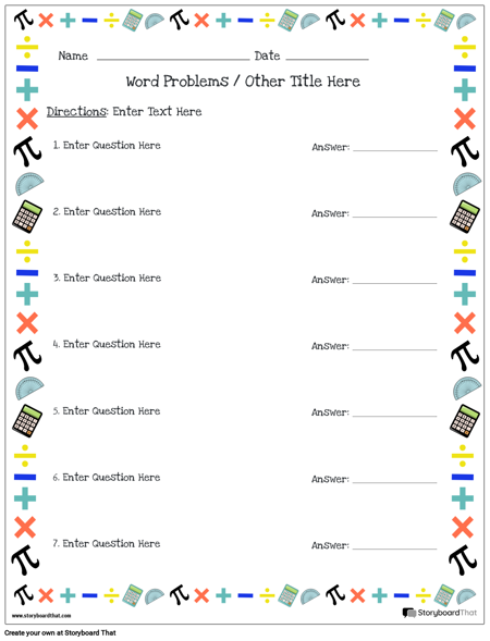 Problem Solving Worksheet Templates | Customize on Storyboard That