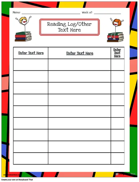 Reading Log Template — Create a Reading Log | StoryboardThat