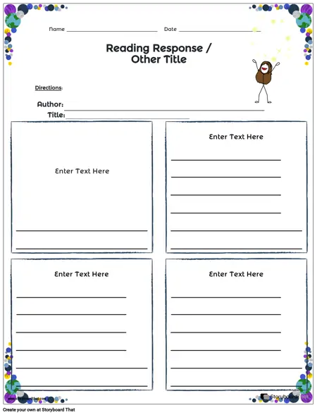 Reading Response Worksheets — Reading Response Template | StoryboardThat
