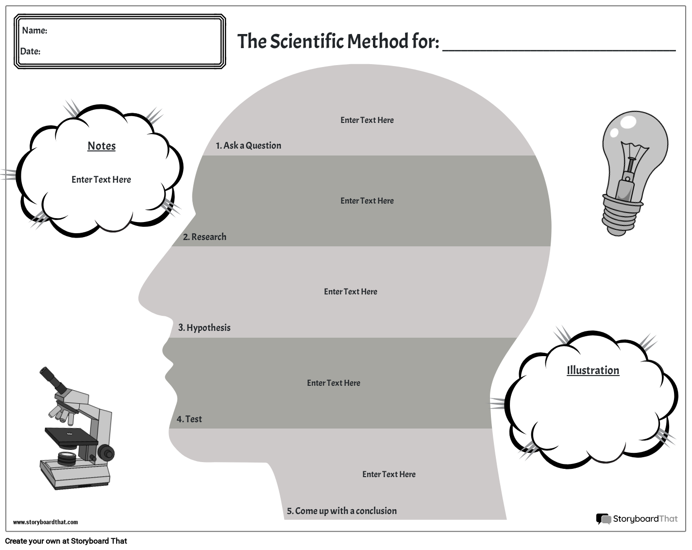 Scientific Method Landscape BW Storyboard By Worksheet templates