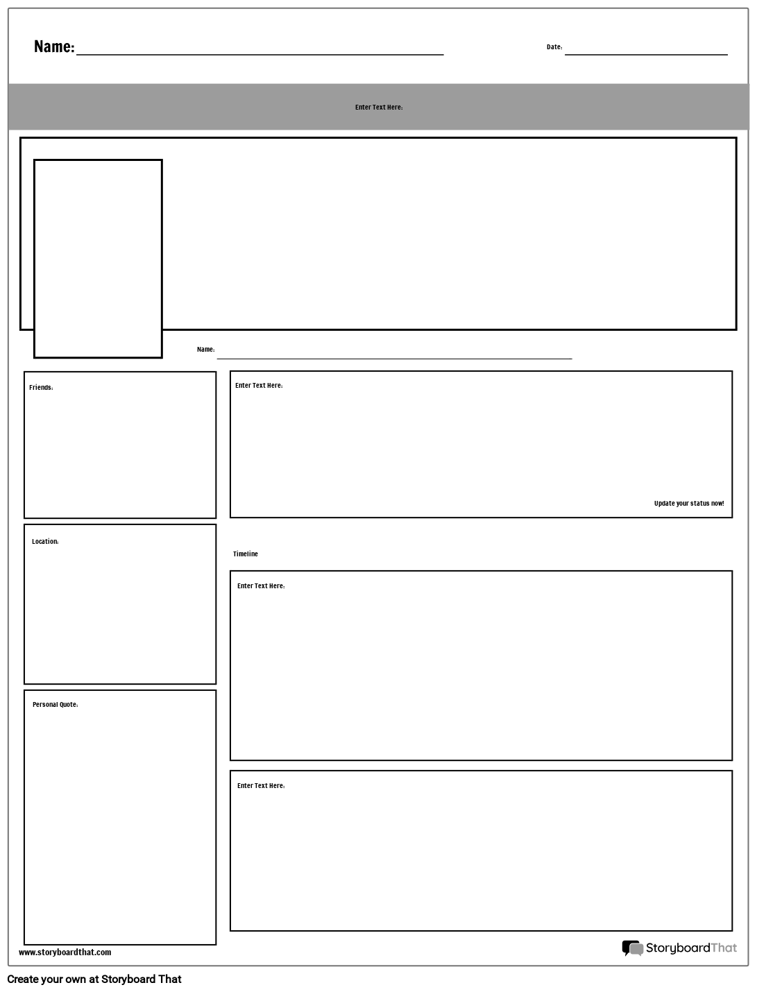 Social Media Project Page Storyboard Per Worksheet templates