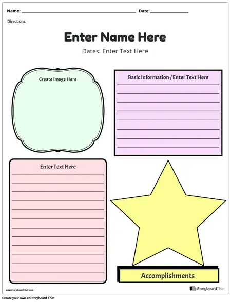Biography Worksheets — Biography Graphic Organizers — Biography Maker ...