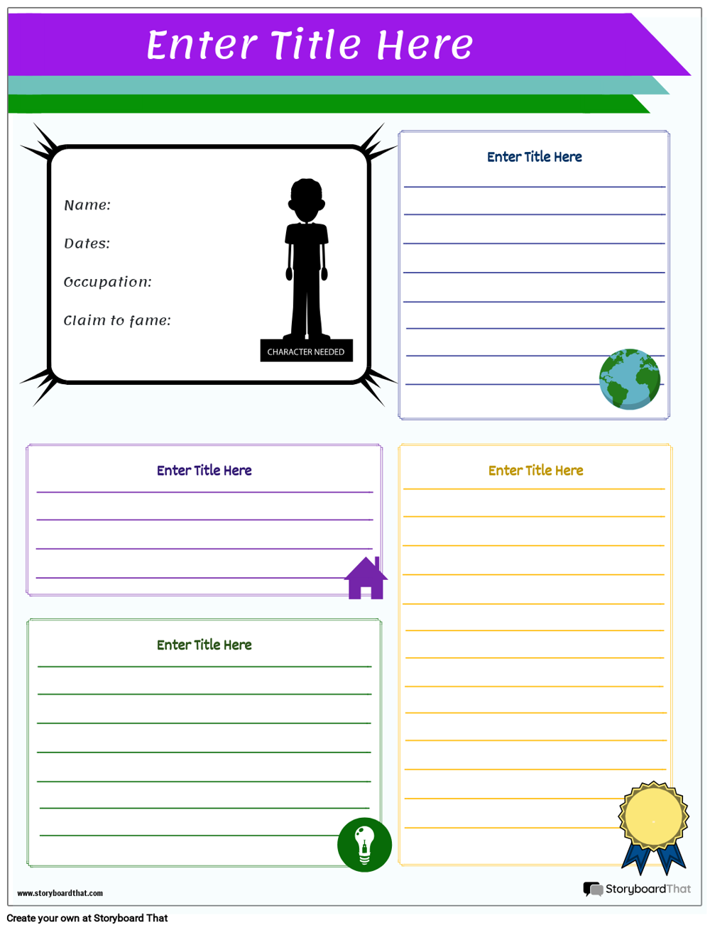 Biography Poster with Vibrant Outlined Boxes Storyboard