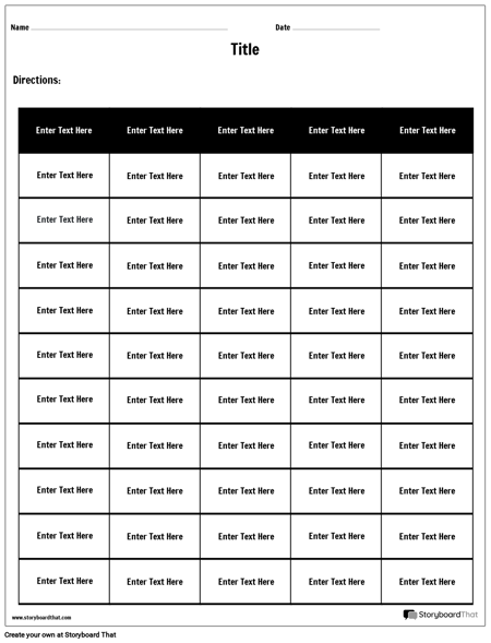 Table Worksheet Template | Tables Worksheet Maker