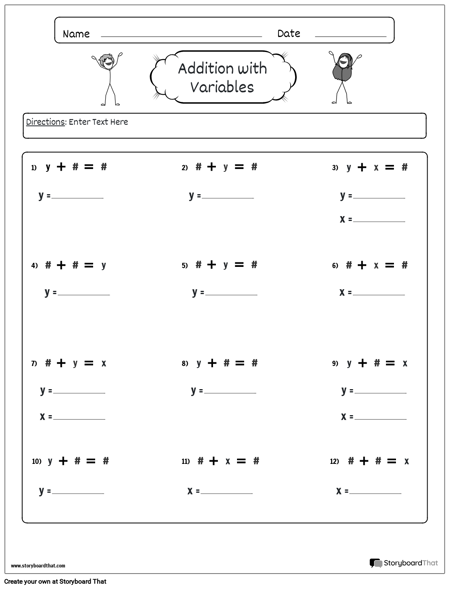 Variables Worksheet Templates Storyboard That